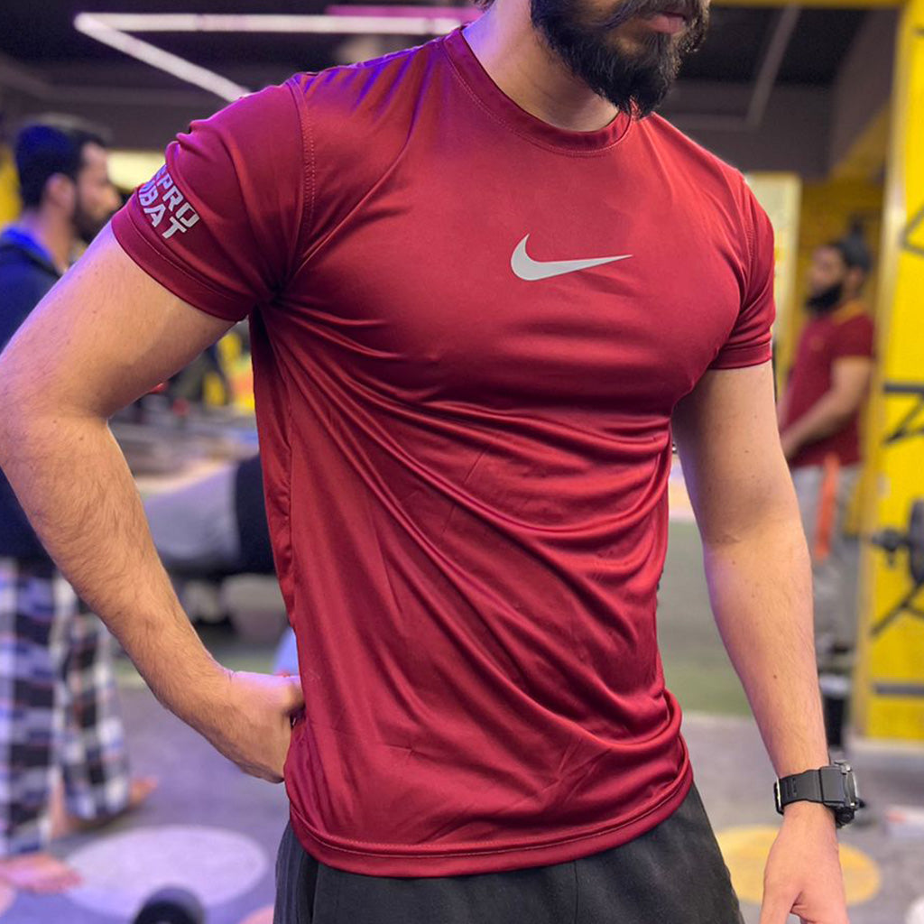 Dry Fit Tee With Reflector Logo - MAROON – Outfit90s